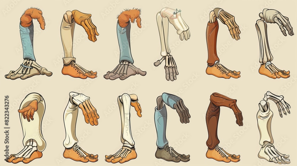 Ilustración de Stock Cartoon hands and feet in gloves. Cute animation ...