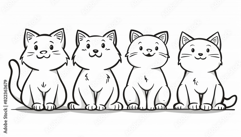 Simple line drawing of cats for coloring: grace, fun, temptation, thick ...