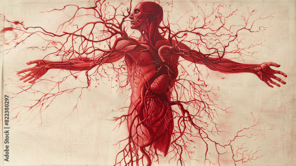 Anatomical illustrations blood vessels throughout the human body are ...