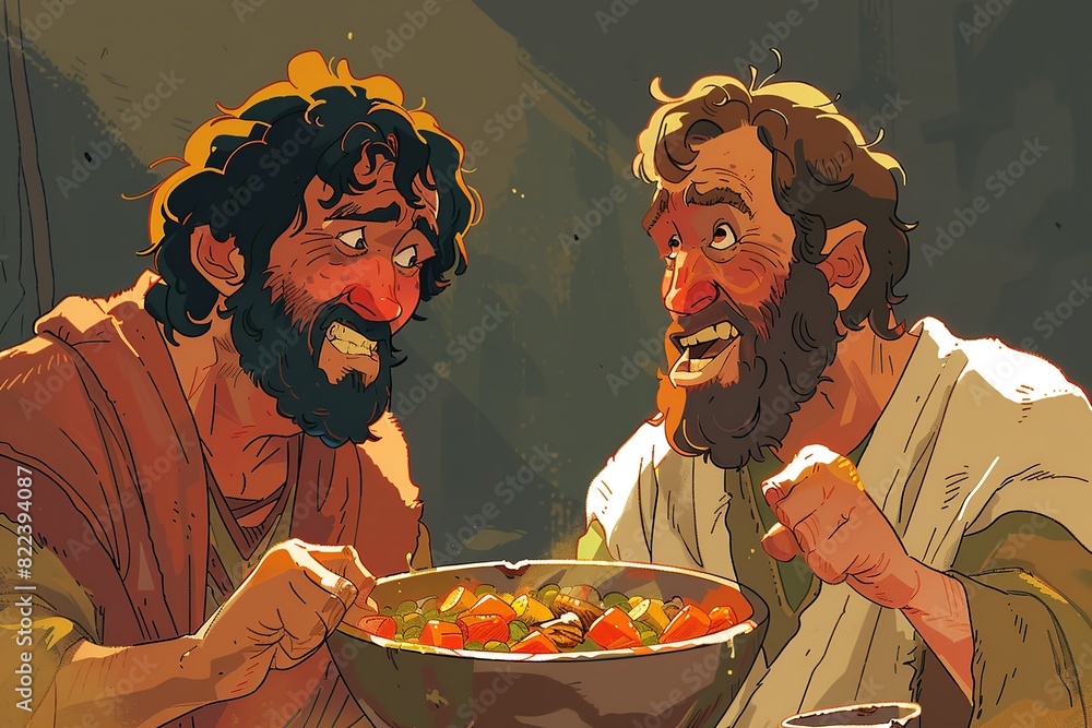 Envision a cartoon depiction capturing a pivotal moment of sibling ...