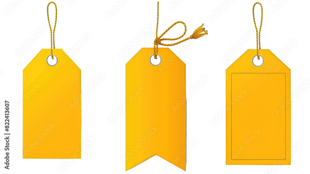 Vector Illustration of Yellow Price Tags, Empty Labels, and Discount ...