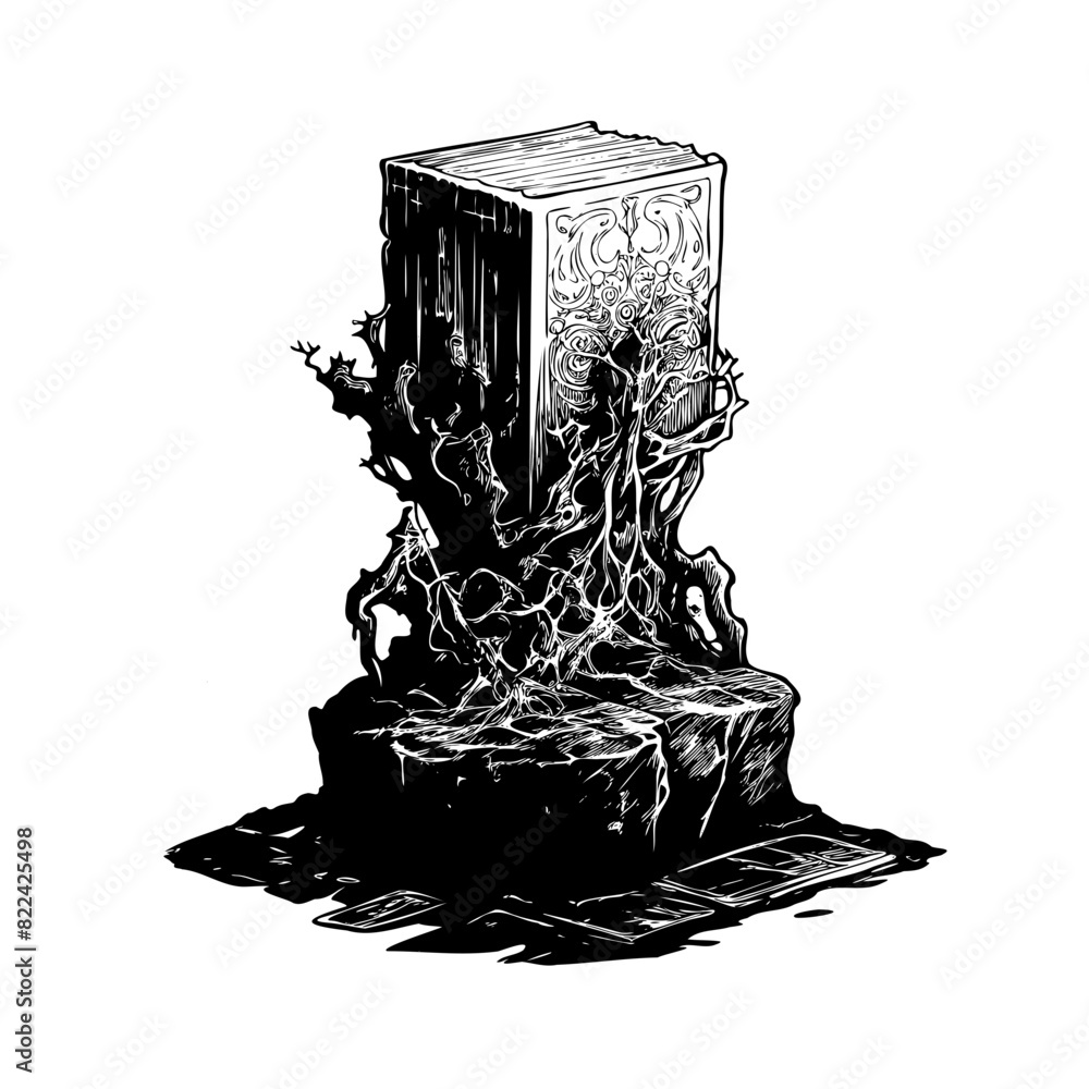 Enigmatic Vector Art of an Ancient Magic Tome: Unlock Mysteries, Spells, and Secrets from the ...