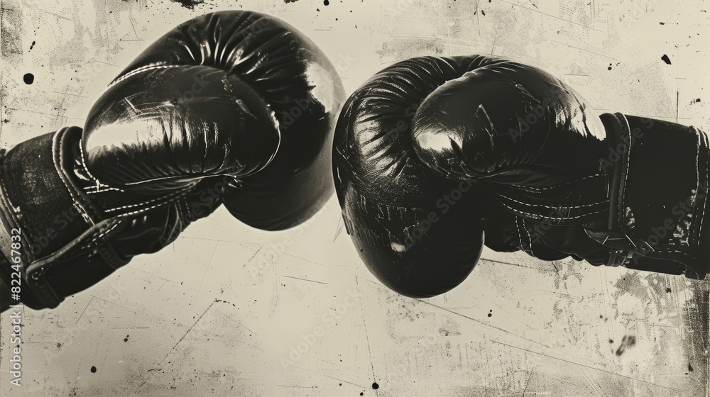 Vintage Boxing Match Poster Design Featuring Classic Black and White ...