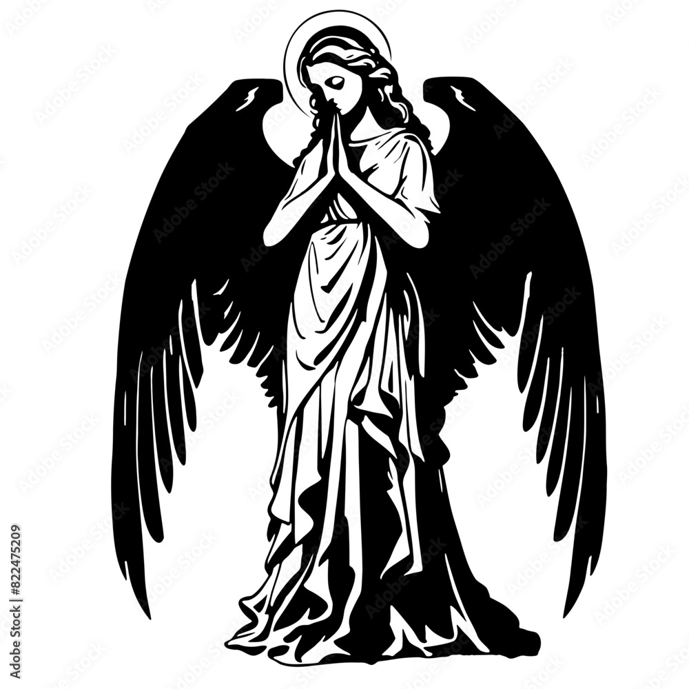 Ethereal Vector Art of Female Archangel Silhouette: Invite Divine ...