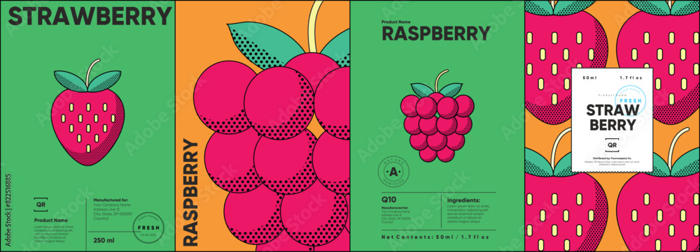 Set of labels, posters, and price tags features line art designs of ...