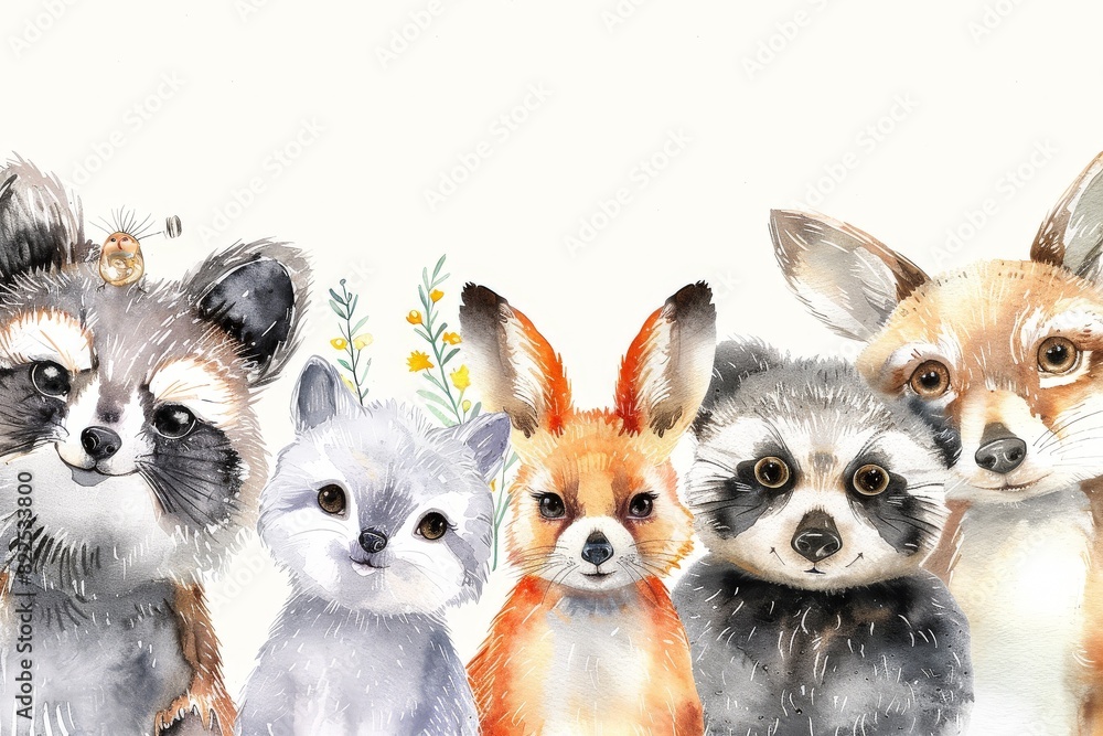 Woodland Animals & Plants Clipart Watercolor Set - Transparent PNGs ...