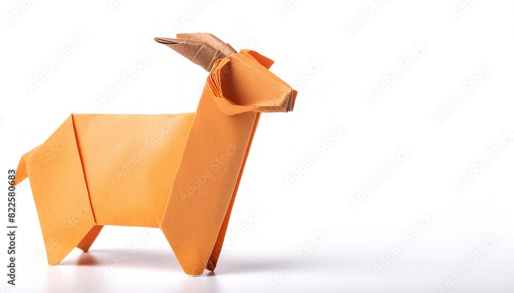 Animal concept paper origami isolated on white background of a goat ...