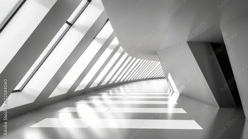 Symmetrical roof windows with a vanishing point perspective, creating a ...