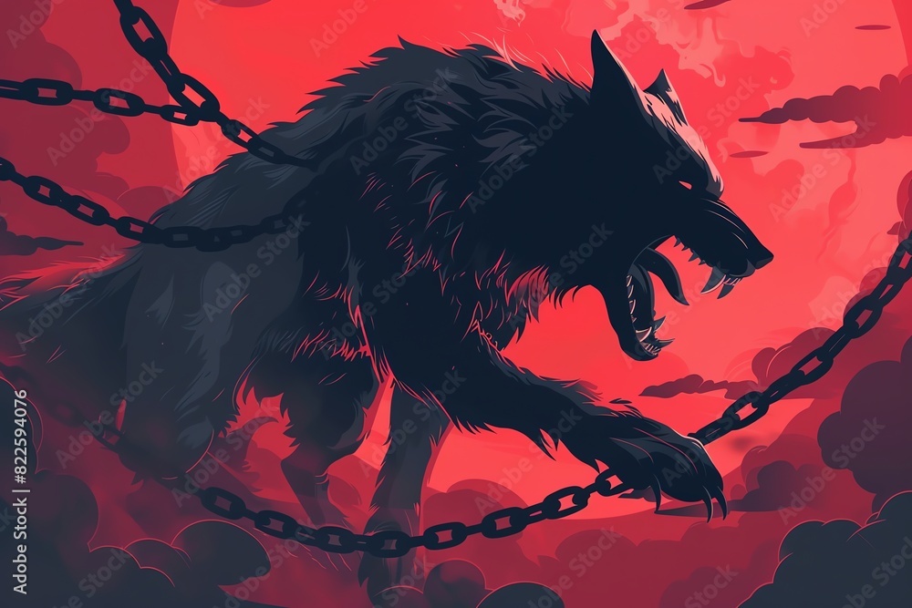 Fenrir Visualize Fenrir breaking free from his chains, ready to bring ...