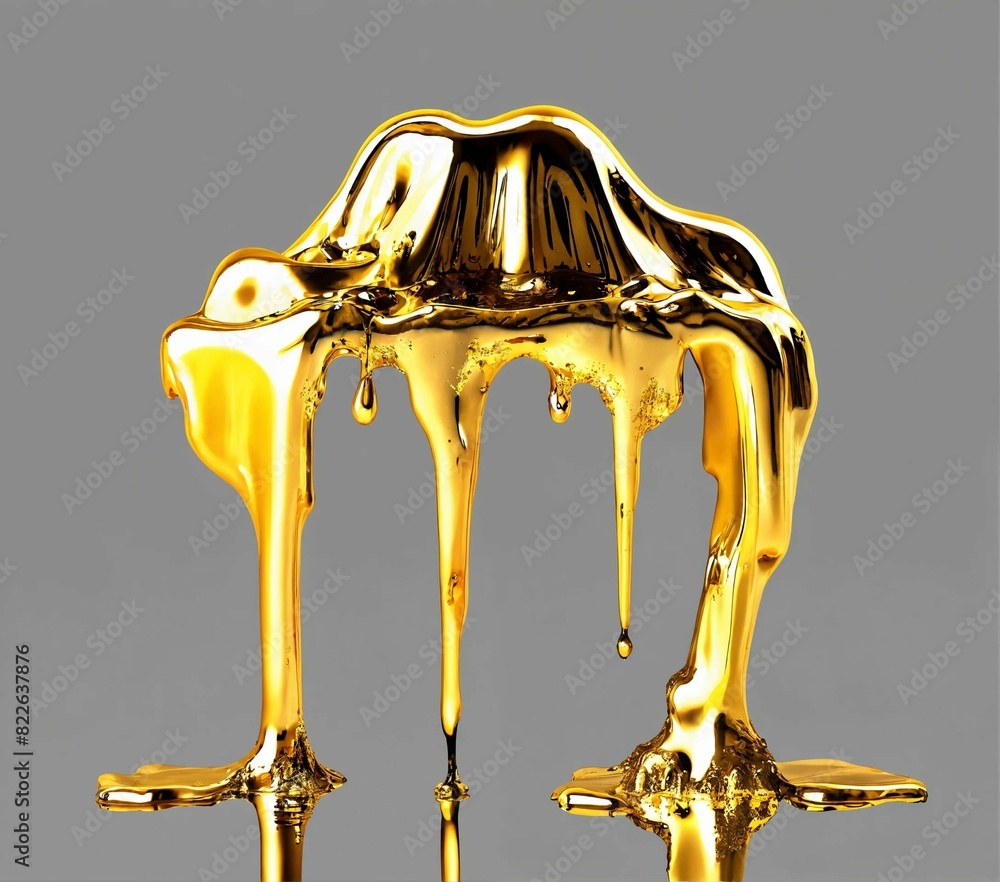 melted gold dripping isolated on transparent background cutout Stock ...