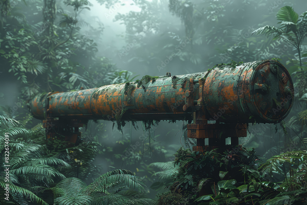 Precision-guided missile launcher camouflaged in the dense forest ...