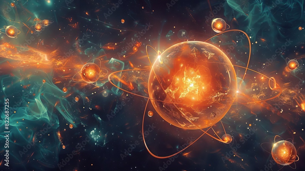 An educational poster showing the various types of subatomic particles ...