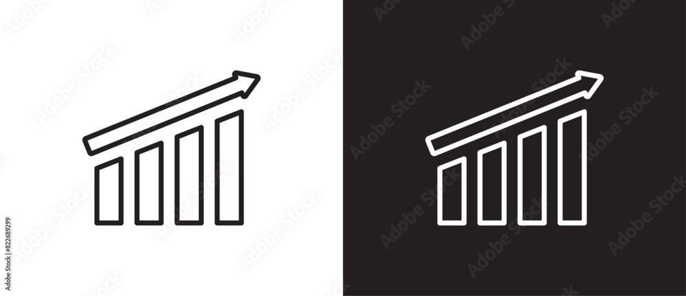 Graphic economy and business icon. Growth icons, increase and decrease ...