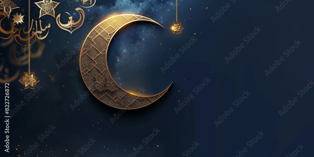Islamic background. Gold moon and abstract luxury islamic elements ...