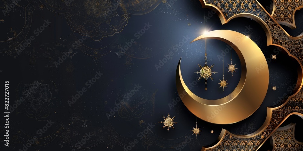 Islamic background. Gold moon and abstract luxury islamic elements ...