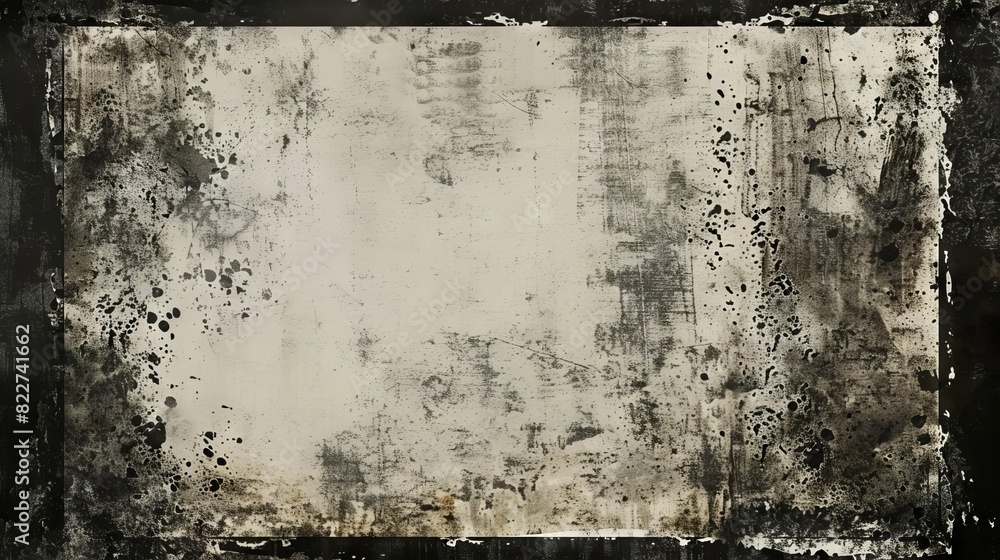 eerie blank paper sheet framed by black vignette and mold spots aged ...