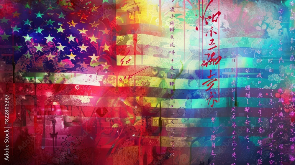 American Flag, American equality, luminous fantasy illustrations with ...