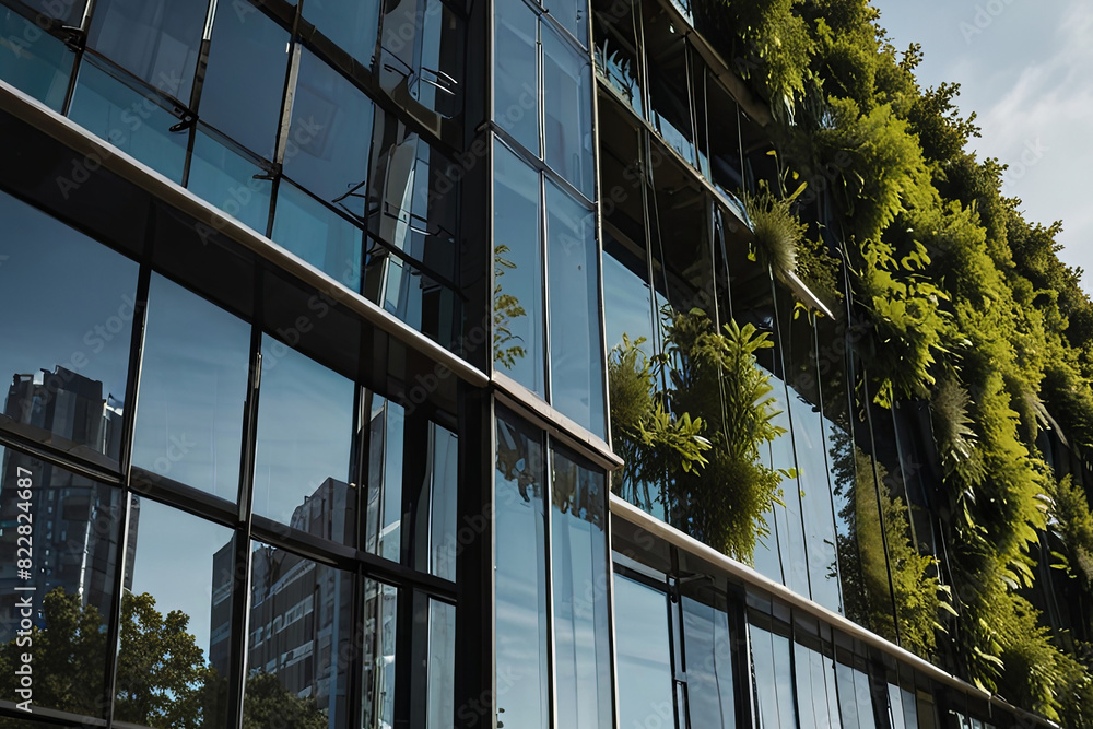 Eco friendly modern glass office building blends with nature ...