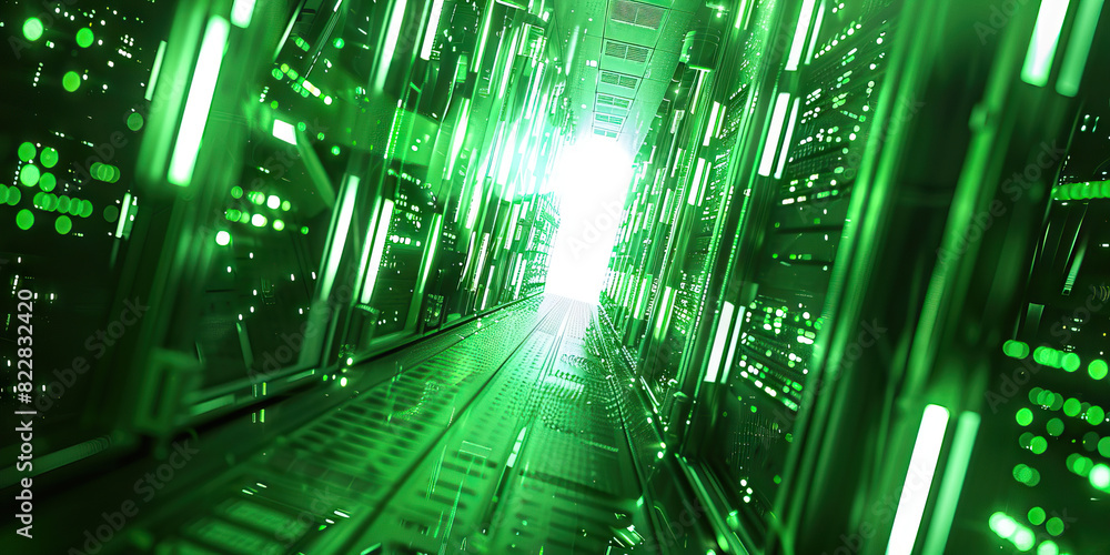 Ilustración De Stock Emerald Data Smuggling Hub Displaying A Hidden Location Where Data