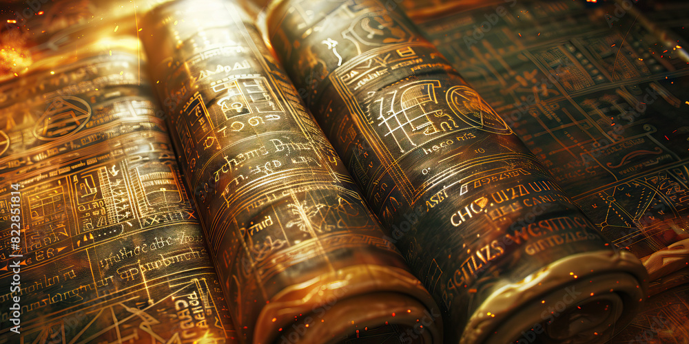 The Enigmatic Labyrinth of Knowledge: A messy pile of ancient books and ...