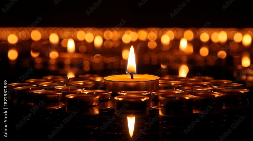 Burning candles on black background, Memorial Day, USA, Remembrance Day ...