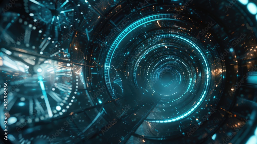 Time Travel in Space: Abstract 3D Rendering Illustration of Clock and ...