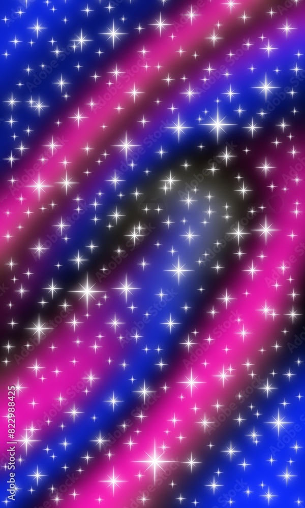 Swirling galaxy and stars in dark sky. Multicolored nebula. Sparkle ...