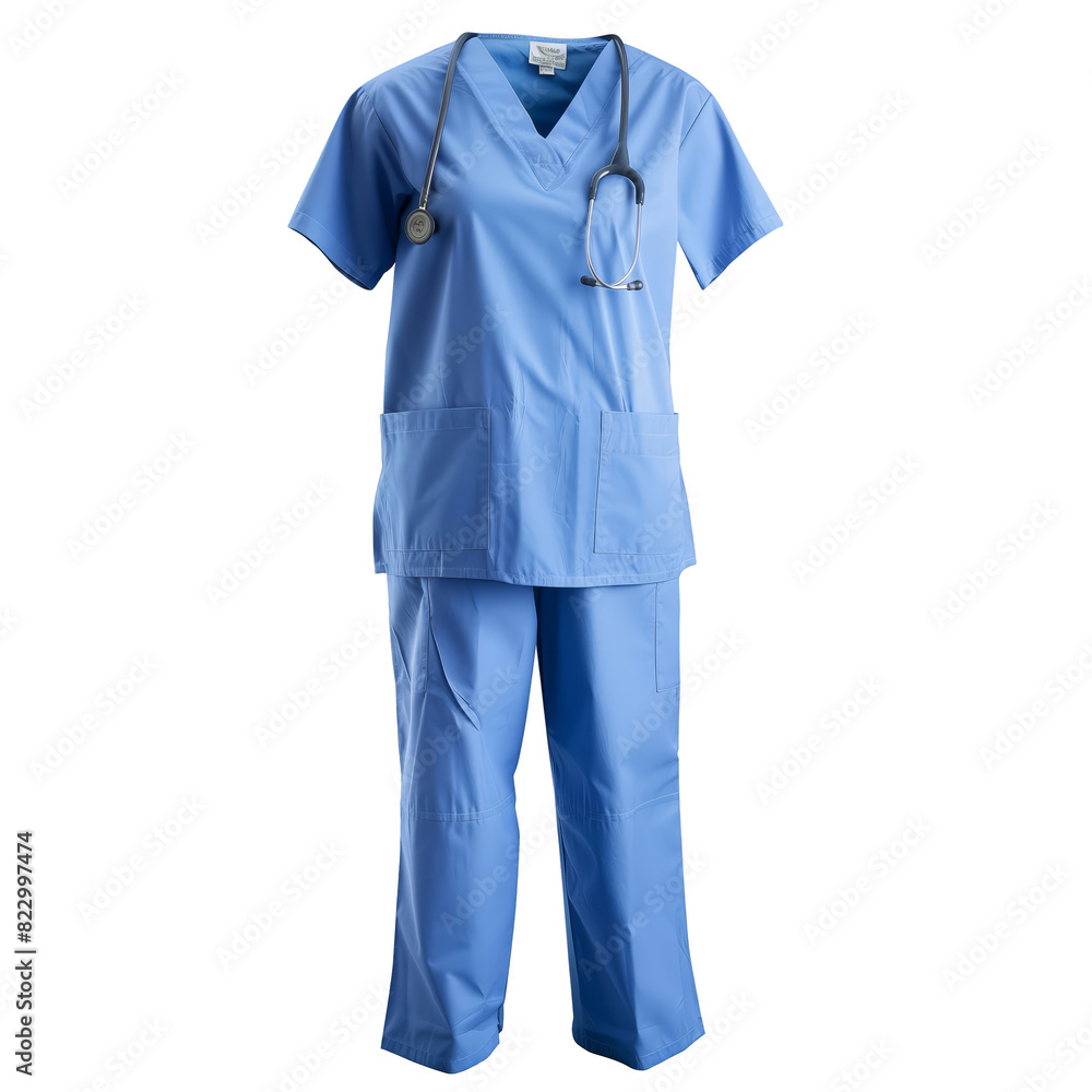 Blue Scrub Suit With Stethoscope Isolated on Transparent Background ...
