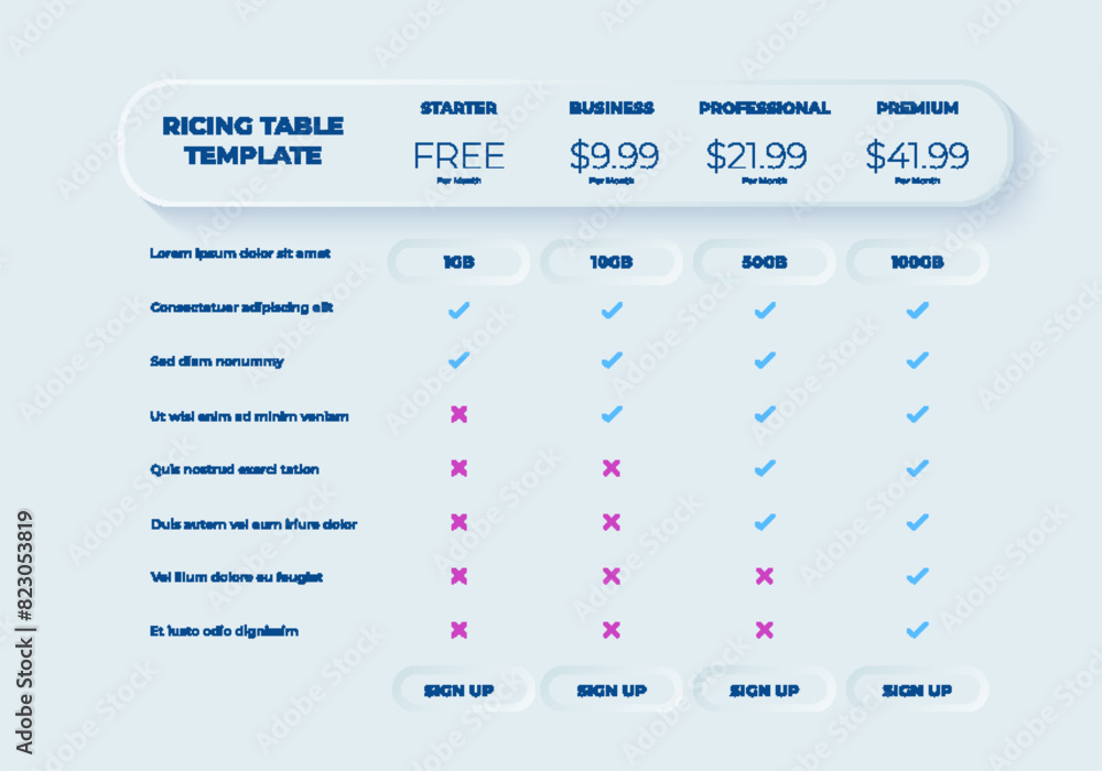 Business price chart template, Web banner checklist template design ...