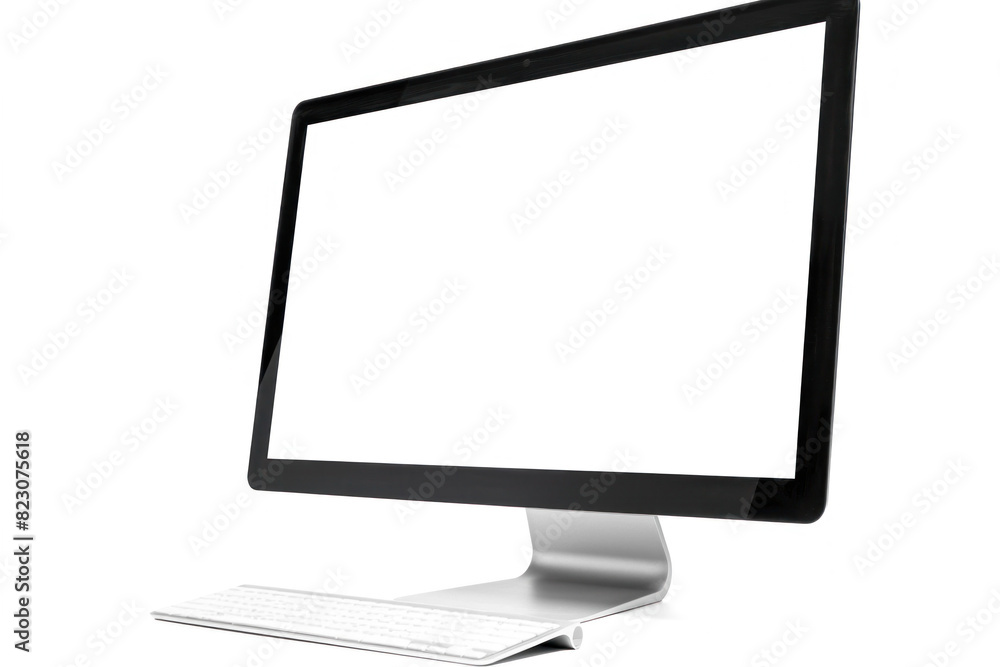 Sleek modern computer monitor with a blank screen on a white background ...