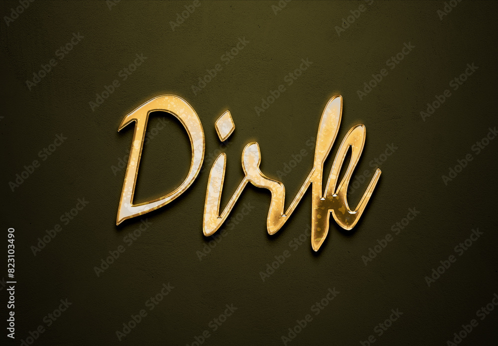 Old gold text effect of German name Dirk with 3D glossy style Mockup ...