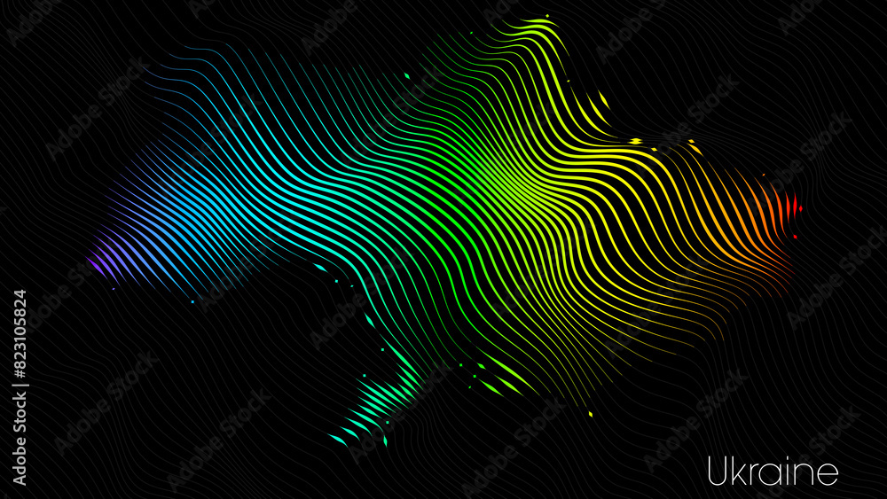 A map of Ukraine is presented in the form of colorful vertical lines ...