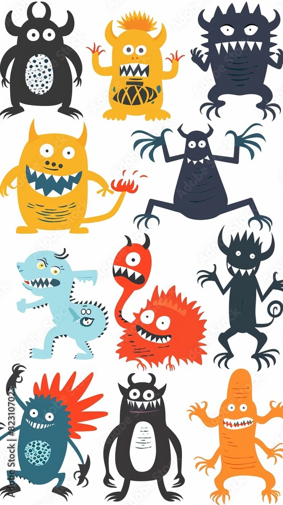 A collection of cartoon monster silhouettes that are both funny and ...
