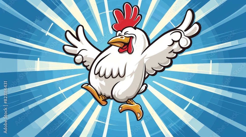 Dabbing cartoon chicken modern clip art illustration with simple ...