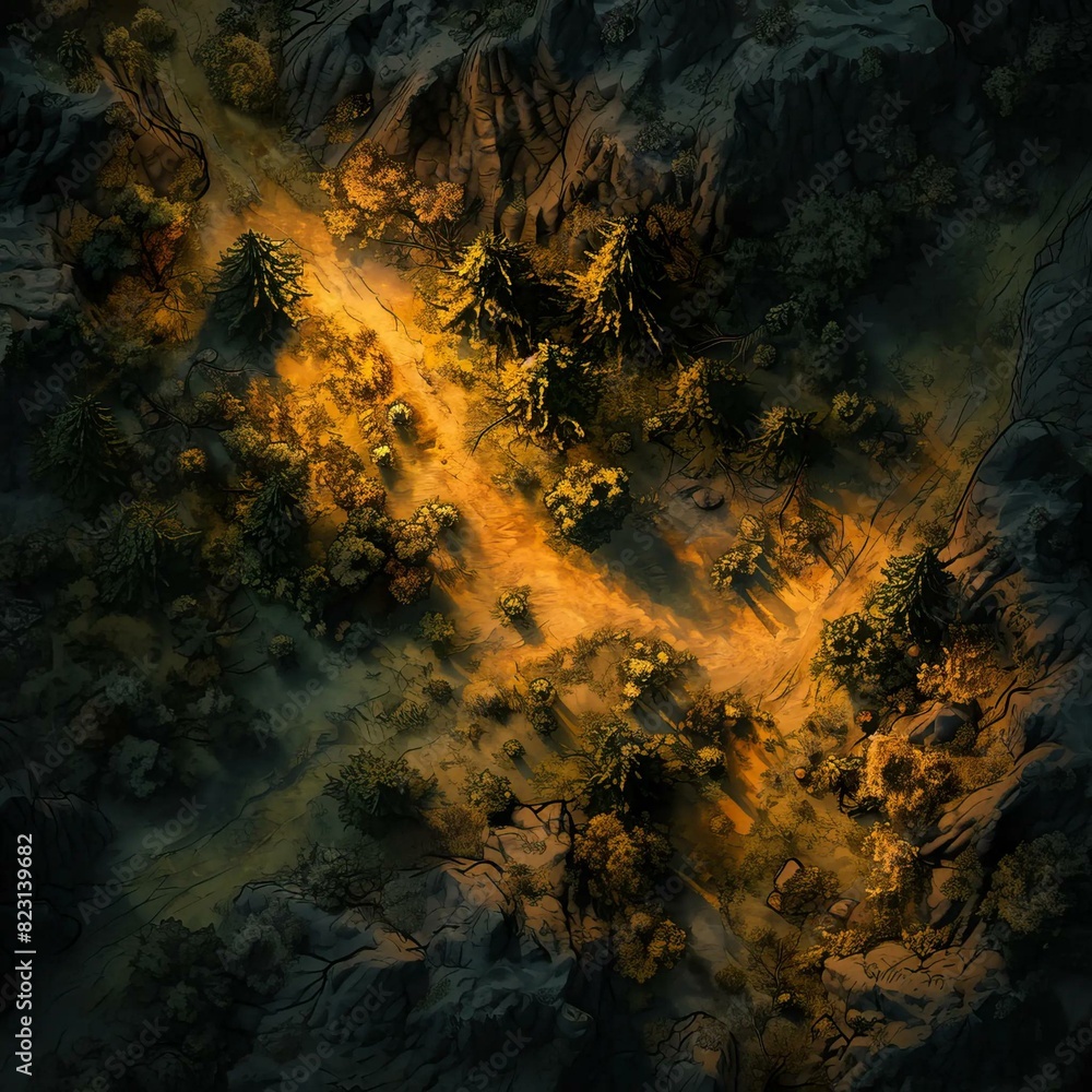 Stock-Illustration „DnD Battlemap Battle Map with Plain Hills and Few ...