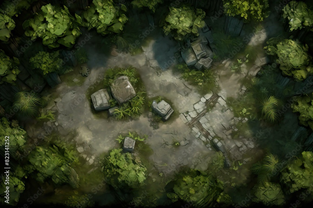 DnD Battlemap Canopy in Hidden Jungle Landscape. Stock Illustration ...