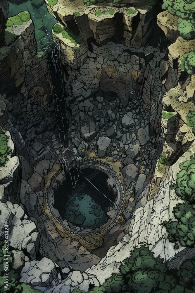 DnD Battlemap Cave entrance with echoing abyss. Stock Illustration ...