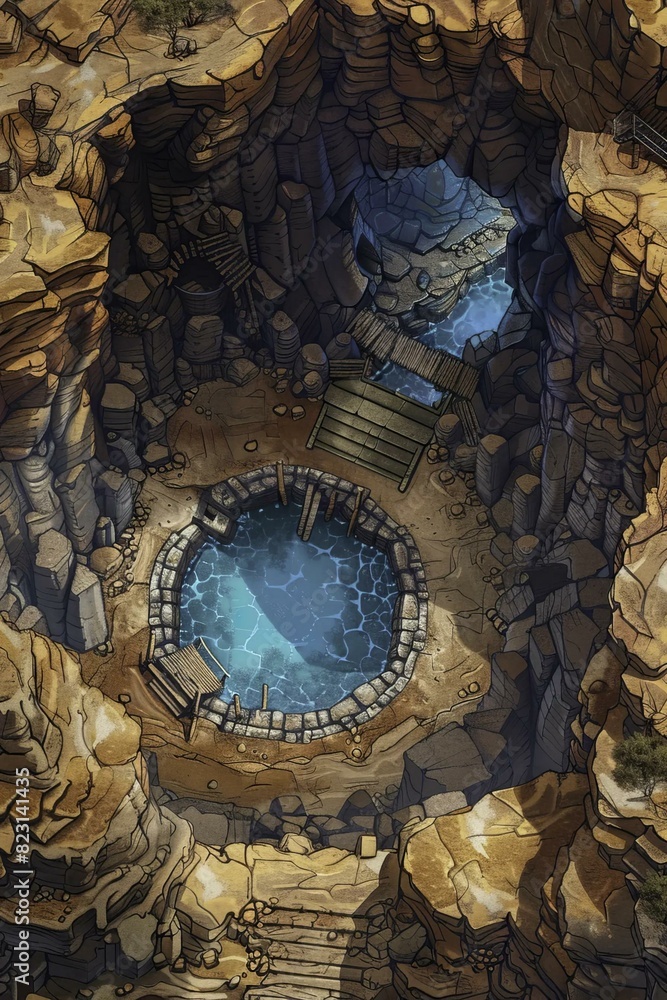 Stock-Illustration „DnD Battlemap Cave Entrance Image: Mysterious cave ...