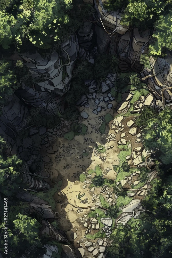 DnD Battlemap Cave entrance in shadows. Stock Illustration | Adobe Stock