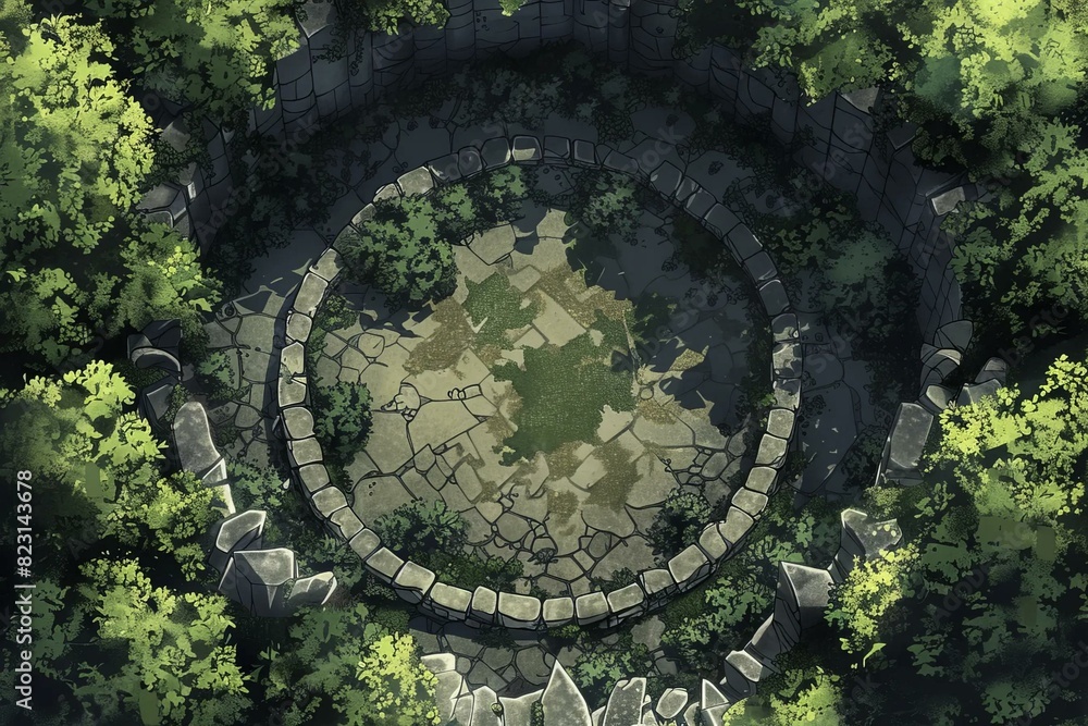 Ilustración de Stock DnD Battlemap Druid Circle Map: Forest clearing ...