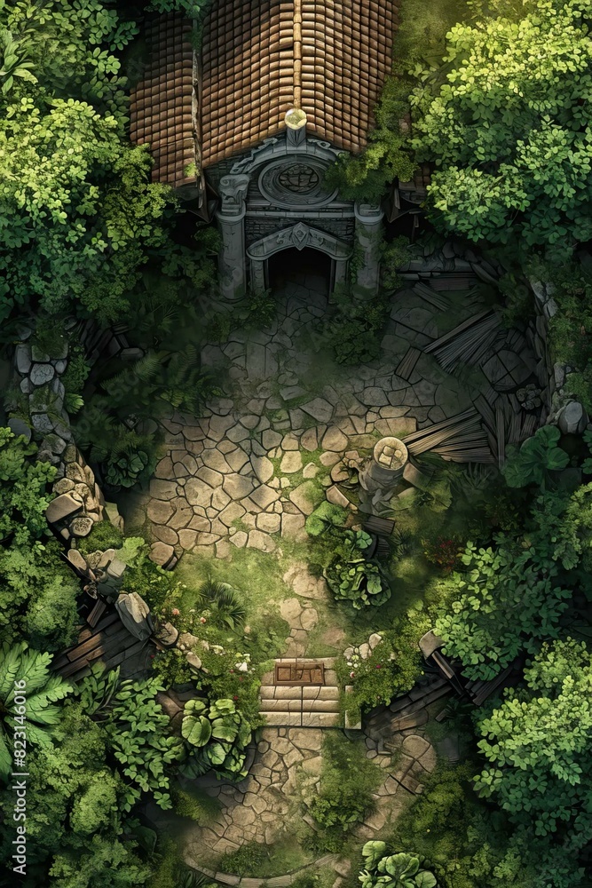 DnD Battlemap Fairy Glade Battlemap with Opened Doors. Stock ...