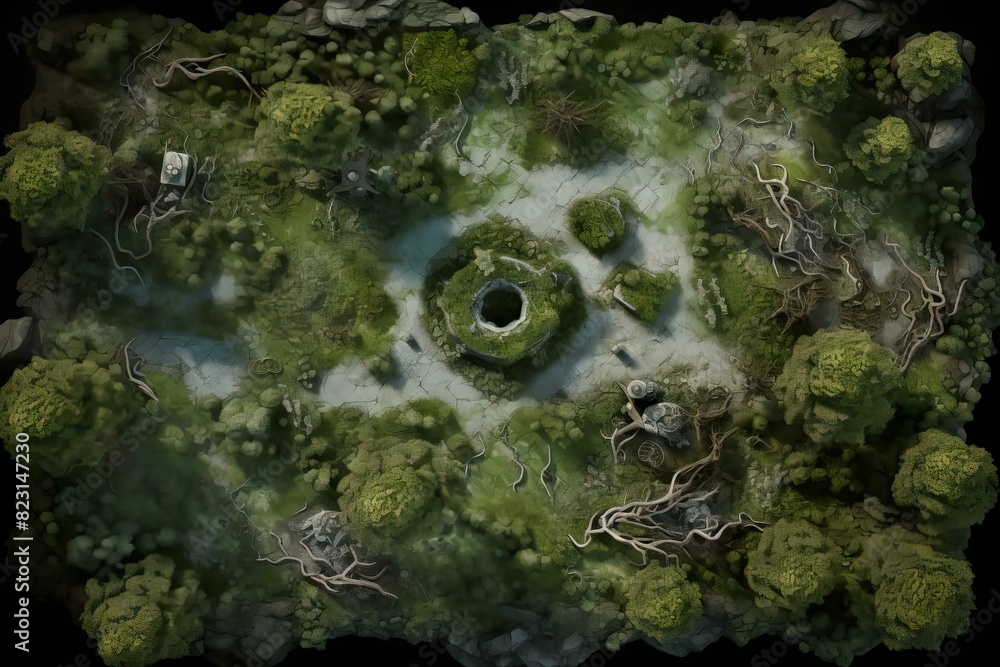 Foto de Stock DnD Battlemap Forest Battlemap: Dense foliage, winding rivers, hidden paths ...