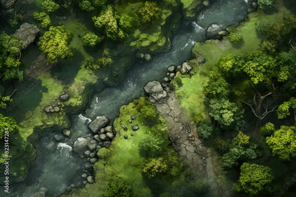 DnD Battlemap Battle Map: Dense Forest with Trees. Stock Illustration ...