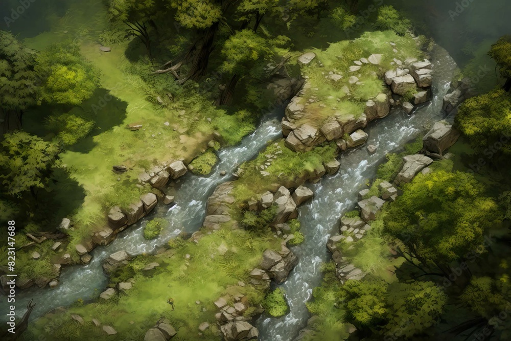 DnD Battlemap Forest Clearing Battlemap: A detailed battle map of a forest clearing. Stock ...
