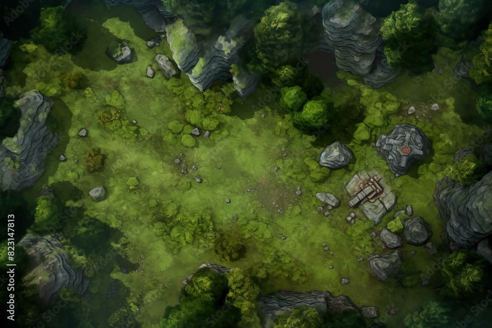 DnD Battlemap Forest Clearing Battlemap - A detailed map of a forest clearing. Stock ...