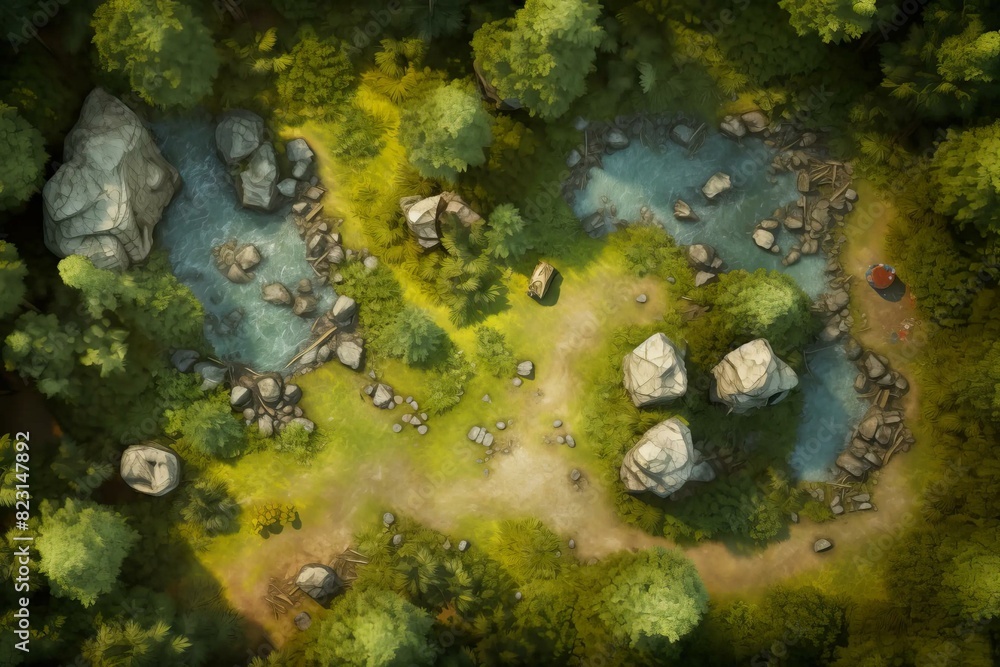 DnD Battlemap Forest Clearing Battlemap: Detailed map for gaming. Stock Illustration | Adobe Stock