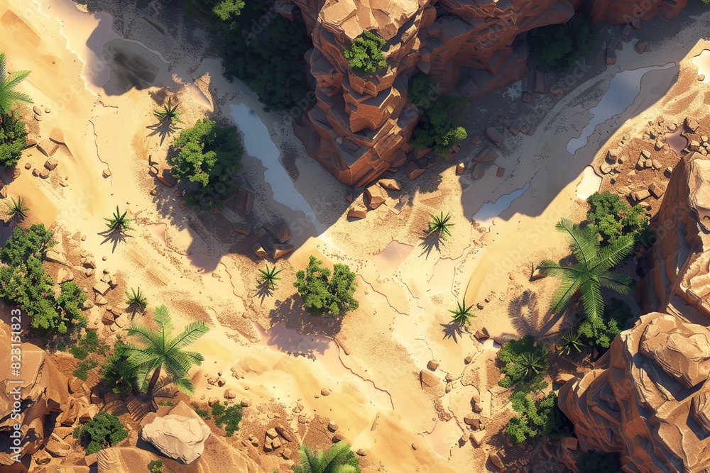 DnD Battlemap Mirage Desert - Detailed desert battlemap illustration ...