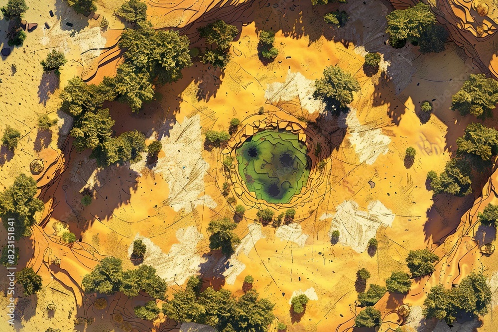 DnD Battlemap Mirage Desert: A battle map featuring a desert landscape ...