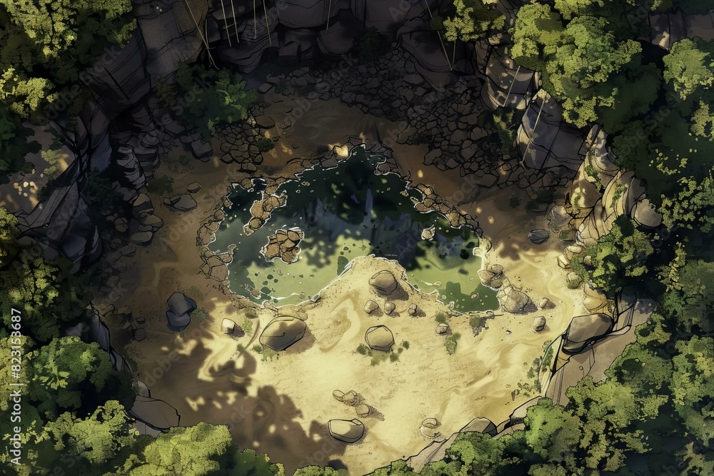 DnD Battlemap Quicksand pit battlemap stylized. Stock Photo | Adobe Stock