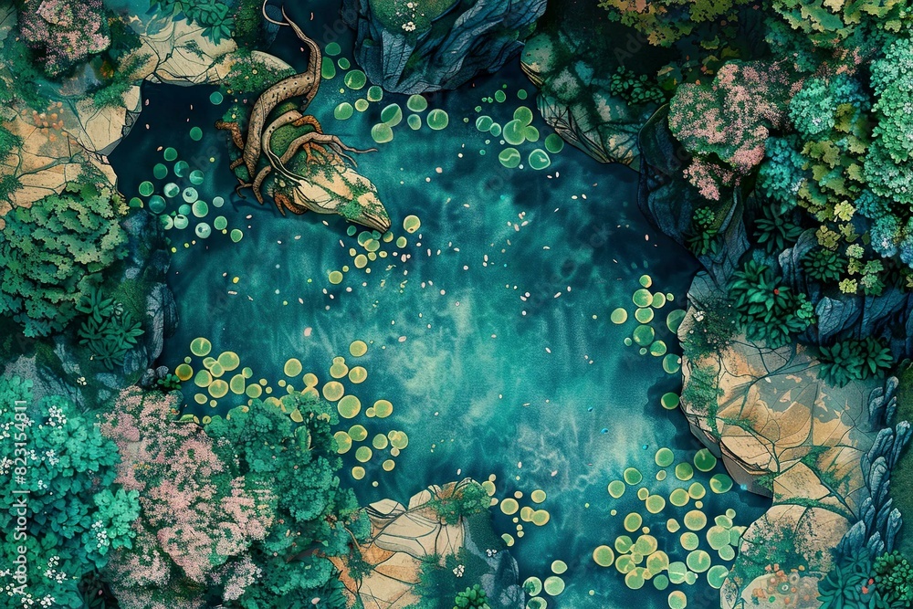 DnD Battlemap Battlemap image of Serpents' Den, show cave with winding ...